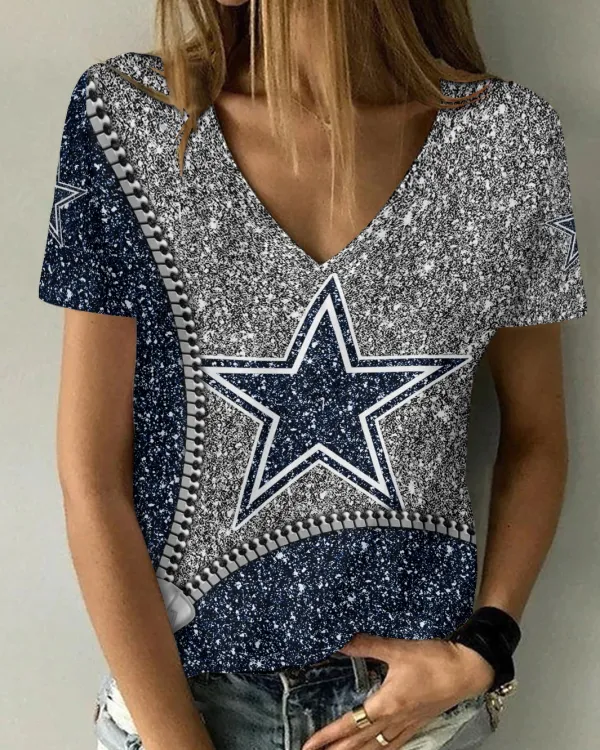 Dallas Cowboys Personalized V-neck Women T-shirt BG672 - AzicoStar