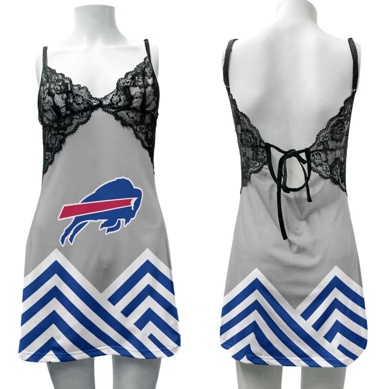 Buffalo Bills Lace Back Strap Slip Dress 168-2 - AzicoStar