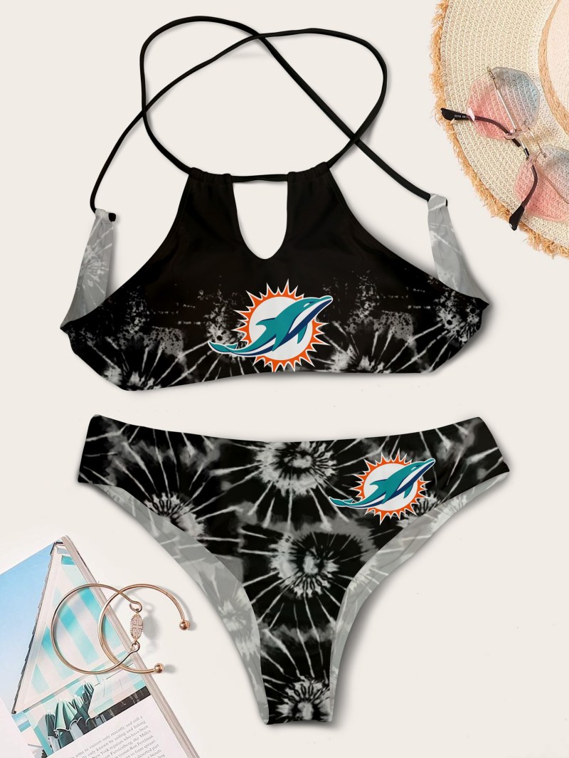 Miami Dolphins Women's Cami Keyhole One-piece Swimsuit BG89 - AzicoStar