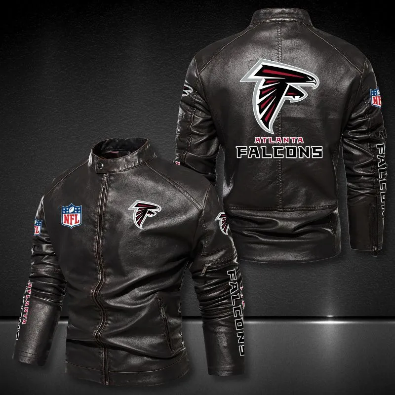 Atlanta Falcons Stand-up Collar Leather Jacket BG30 - AzicoStar