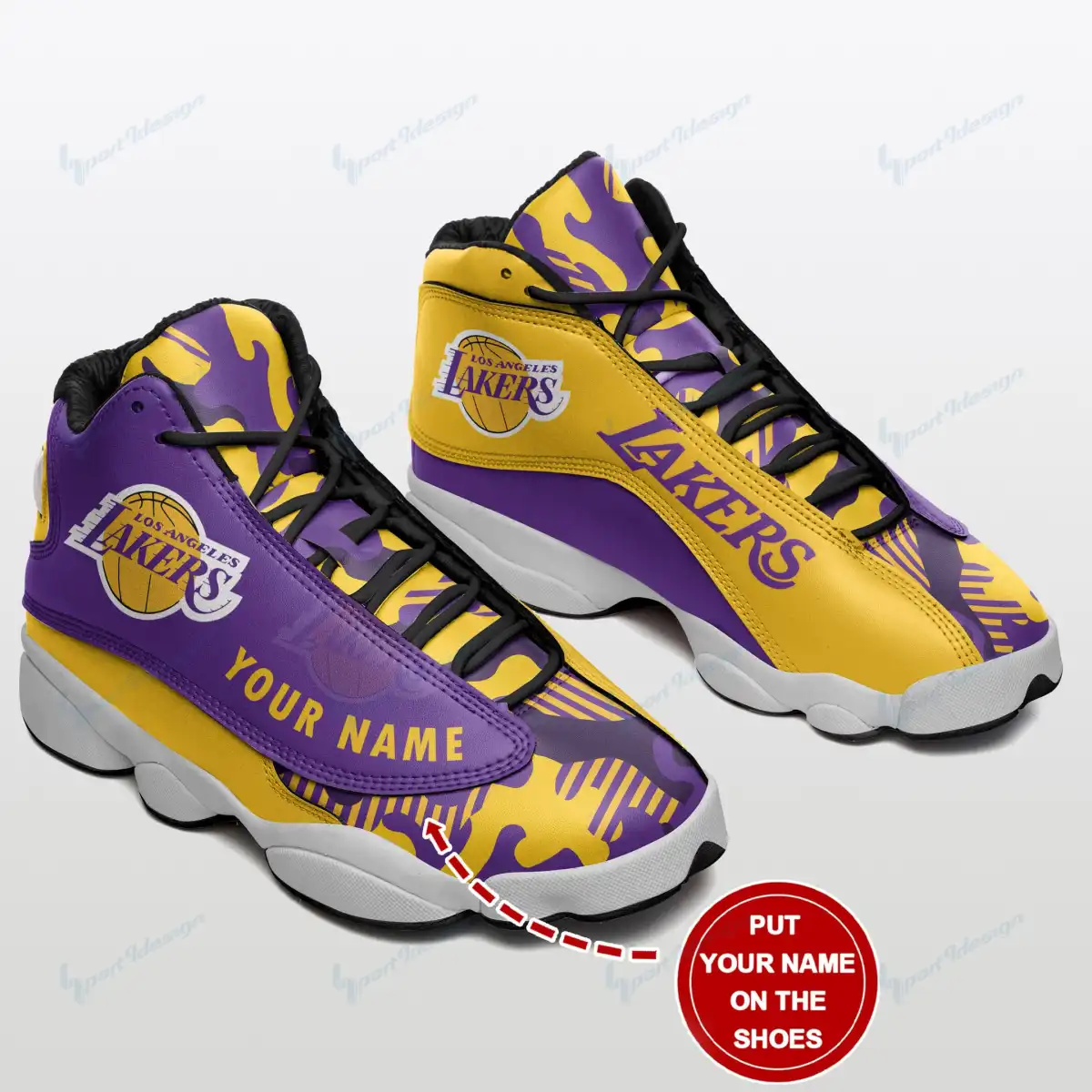 Los Angeles Lakers Personalized AJD13 Sneakers BG02 - AzicoStar